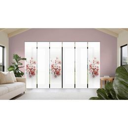 Home Wohnideen Schiebegardine &raquo;LOTUS&laquo; Paneelwagen 6 Stk. tlg. Schiebewand Seidenoptik, SET, Digitaldruck rosa Polyester 245cm, Paneelwagen, 60cm