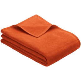 Ibena Wohndecke &raquo;Luxus&laquo; verschiedene Gr&ouml;&szlig;en, uni, Kuscheldecke, Premium, made in Europe! orange Baumwolle, Polyacryl, Polyester B/L: 100cm x 150cm