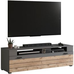 Home Affaire Lowboard &raquo;Aalborg, Breite 140 cm, 1 Klappe, 2 offene F&auml;cher, Metallgriffe&laquo; TV-M&ouml;bel, TV-Schrank, TV-Lowboard, Mediaboard, Wohnm&ouml;bel grau 