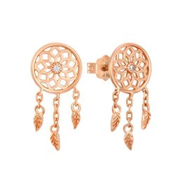 Amor Damen Paar Ohrstecker &raquo;Dreamcatcher&laquo; mit Zirkonia (synth.) rosa Silber 925 (Sterlingsilber)