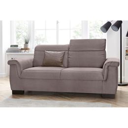 DOMO collection 2-Sitzer &raquo;Sully bequem, Breite 193cm, elegant und zeitlos, Fu&szlig; 7cm hoch&laquo; wahlweise mit R&uuml;ckenverstellung braun Kunstleder SOFTLUX ;
