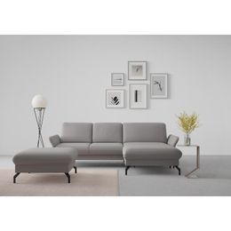 Sit & More sit&more Ecksofa &raquo;Fashion L-Form&laquo; wahlweise mit Kopfteilverstellung und Vorziehsitz, motorisch grau B/H/T: 253cm x 84cm x 165cm, Luxus-Microfaser 
