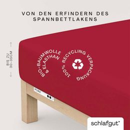 Schlafgut Spannbettlaken &raquo;PURE Bio-Baumwolle mit Elasthan, 170 g/m&sup2;, Bettlaken, Spannbetttuch&laquo; PREMIUM Laken f&uuml;r Matratzen bis 30cm H&ouml;he, dehnbar blickdicht, 