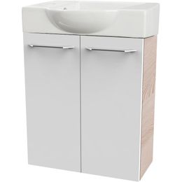 Fackelmann Waschtisch &raquo;SBC&laquo; Set, bestehend aus Becken und Unterbau, Breite ca. 55 cm braun Holzwerkstoff, Keramik B/H/T: 54,5cm x 70,5cm x 31,7cm