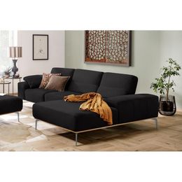 W.Schillig Ecksofa &raquo;run, Designsofa mit tollem Sitzkomfort, bequem, L-Form&laquo; mit elegantem Holzsockel, F&uuml;&szlig;e in Silber matt, Breite 319 cm schwarz 