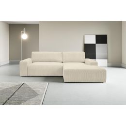 WERK2 Ecksofa &raquo;Rotterdam-L 267 x 165 cm modern und bequem&laquo; Cord, L-Form, Schlaffunktion, Bettkasten beige 90% Polyester, 10% Nylon B/H/T: 267cm x 85cm