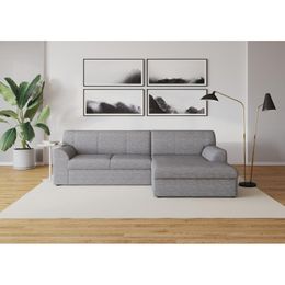 DOMO collection Ecksofa &raquo;Topper, elegant und zeitlos, kompaktes Stellma&szlig; 245/155cm, L-Form&laquo; mit Recamiere, wahlweise mit Schlaffunktion grau B/H/T: 