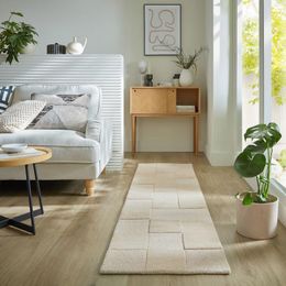 FLAIR RUGS Teppich &raquo;CHECKERBOARD&laquo; rechteckig 10 mm H&ouml;he Hoch-Tief-Effekt, Wohnzimmer, Schlafzimmer beige Wolle B : 60cm 1 Stk., 10mm, L: 230cm