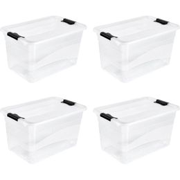 keeeper Aufbewahrungsbox &raquo;Cornelia, 4er Set, 52 L, 59,5 x 39,5 x 34 cm&laquo; durch Clips verschlie&szlig;bar, Griffe am Boden transparent Kunststoff 4 Stk., B/H/