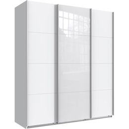 wimex Schwebet&uuml;renschrank &raquo;Norderstedt&laquo; INKLUSIVE 2 Stoffboxen und 2 zus&auml;tzliche Einlegeb&ouml;den, mit Glast&uuml;r wei&szlig; Holzwerkstoff Wei&szlig;, B/H/T: 180cm x 210cm x 