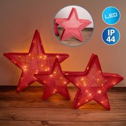 N&auml;ve n&auml;ve LED Stern &raquo;Christmas Stars&laquo; 1 Stk. Warmwei&szlig; LED 3er Set>>Christmas Stars<<, rot,1x Zuleitung mit Adapter 4,5V/3.6W rot 1, H: 48cm, 1 Stk.