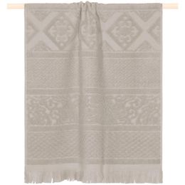 Pad Handtuch &raquo;HARLEM, 50x100 cm&laquo; Made in Europe, Ton in Ton gestreift, mit Ornamenten, mit Fransen grau Frottee, Frottee B/L: 50cmx100cm, 1 Stk., 