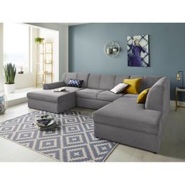 DOMO collection Wohnlandschaft &raquo;Topper, elegant und zeitlos, komfortabel, U-Form&laquo; wahlweise mit Bettfunktion grau B/H/T: 320cm x 78cm x 213cm, 