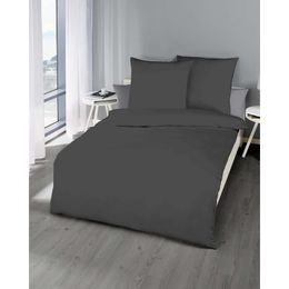 Kaeppel Bettw&auml;sche &raquo;Uni&laquo; 2 Stk. Unifarben grau Feinbiber, Obermaterial: 100% Baumwolle B/L: 135cm x 200cm, 1 Stk., 1 Stk., Feinbiber, B/L: 80cm x 80cm, 2 Stk.