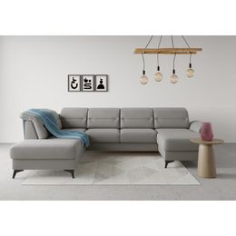 Sit & More sit&more Wohnlandschaft &raquo;Sinatra U-Form&laquo; optional mit Kopfteilverstellung und Armteilfunktion, Metallf&uuml;&szlig;e grau 100% Polyester B/H/T: 326cm x 85cm x 