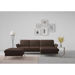 Sit & More sit&more Ecksofa &raquo;Fashion L-Form&laquo; wahlweise mit Kopfteilverstellung, Vorziehsitz, motorisch, Nickelf&uuml;&szlig;e braun B/H/T: 253cm x 84cm x 165cm, Luxus-