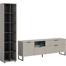 Home Affaire Wohnwand &raquo;ADIO, Breite 245 cm, 2-teiliges Set, mit Metall-Kufenf&uuml;&szlig;e&laquo; Set, bestehend aus: Standregal und Lowboard, 2 Stk. tlg. 