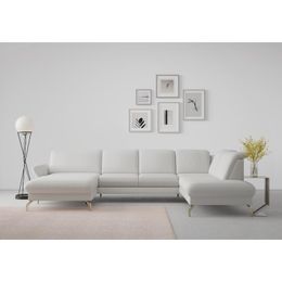 Sit & More sit&more Wohnlandschaft &raquo;Fashion U-Form&laquo; wahlweise mit Kopfteilverstellung, Vorziehsitz, motorisch, Nickelf&uuml;&szlig;e grau B/H/T: 338cm x 84cm x 207cm, Soft 