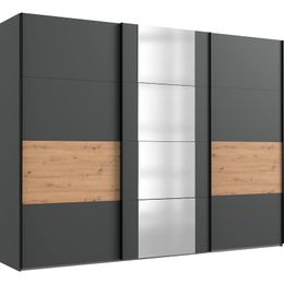 wimex Schwebet&uuml;renschrank &raquo;Barmbek Schlafzimmerschrank Garderobenschrank&laquo; Kleiderschrank mit 2 Stoffboxen und 2 zus&auml;tzlichen B&ouml;den, Spiegelt&uuml;r braun 