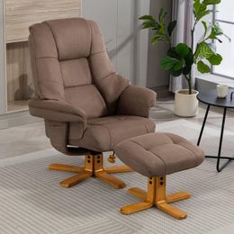 Duo Collection TV-Sessel &raquo;Bordeaux&laquo; mit Hocker und Relaxfunktion, 360 Grad drehbar braun Luxus-Microfaser (100% Polyester) Microfaser Struktur,mit Hocker,360 Grad 