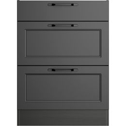 KOCHSTATION Unterschrank &raquo;KS-Lana&laquo; Breite 60 cm grau Holzwerkstoff, MDF graphit, B/H/T: 60cm x 82cm x 60cm, Schubladen: 1 Stk.