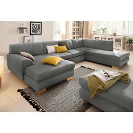 Home Affaire Wohnlandschaft &raquo;Nika zeitlos und elegant, viel Platz, U-Form&laquo; Wohnlandschaft, MELROSE /Struktur oder Struktur fein silber Struktur fein (