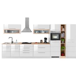 KOCHSTATION K&uuml;chenzeile &raquo;KS-Wien&laquo; Breite 430 cm, wahlweise mit E-Ger&auml;ten und Induktion wei&szlig; B/H/T: 430cm x 60cm,mit Cerankochfeld (Schott)