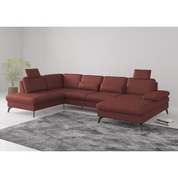 Sit & More sit&more Wohnlandschaft &raquo;Morris Jubi&laquo; wahlweise mit Armteilverstellung, Schlaffunktion & Bettkasten rot B/H/T: 335cm x 82cm x 212cm, NaturLEDER Stoff,