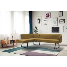 exxpo - sofa fashion Eckbank &raquo;Americano&laquo; mit Keder und Metallf&uuml;&szlig;en, Bezug in verschiedenen Qualit&auml;ten gelb B/H/T: 270cm x 83cm x 197cm, Samtvelours, 