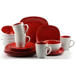 Retsch Arzberg Kombiservice &raquo;Geschirr-Set, Service NOVA SQUARE&laquo; Bicolor-Look, 16 Teile, f&uuml;r 4 Personen rot Steinzeug 16 Stk.