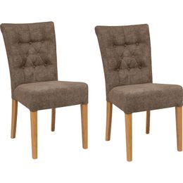 Home Affaire Polsterstuhl &raquo;Queen&laquo; (Set) 6 Stk.Esszimmerstuhl mit Knopfheftung, 2er, 4er oder 6er-Set braun Polyester B/H/T: 46cm x 93cm x 64cm, 6 Stk.