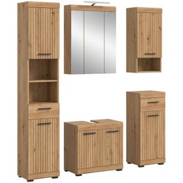 Welltime Badm&ouml;bel-Set &raquo;SIENA, 5 teilig, inklusive LED Beleuchtung, bestehend aus:&laquo; Set, TOPSELLER!, 5 Stk. tlg. braun Holzwerkstoff B/H/T: 164cmcm x 