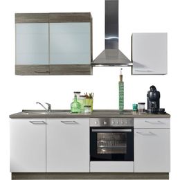 KOCHSTATION K&uuml;chenzeile &raquo;"KS-Trea", wahlw. mit E-Ger&auml;ten & Geschirrsp&uuml;ler&laquo; vormontiert, mit Vollauszug und Soft-Close-Funktion, Breite 220 cm wei&szlig; B/H