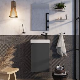 Welltime Badm&ouml;bel-Set &raquo;Badm&ouml;bel-Set Gesa, Schrank mit Waschbecken und Spiegel, wandh&auml;ngend&laquo; grau Holzwerkstoff, Keramik B/H/T: 40cmcm x 68cmcm x 