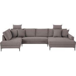 OTTO home Wohnlandschaft &raquo;Summer&laquo; U-Form, B: 360cm in Cord & Struktur braun B/H/T: 360cm x 86cm x 195,5cm, Cord, Ottomane links Recamiere rechts,mit 