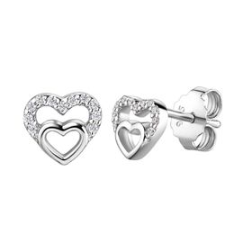 Firetti Damen Paar Ohrstecker &raquo;Schmuck Geschenk Silber 925 Ohrschmuck Ohrringe Herz&laquo; mit Zirkonia (synth.) Silber 925 (Sterlingsilber)