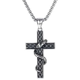 Firetti Herren Kette mit Anh&auml;nger &raquo;Schmuck Geschenk Cross Snake&laquo; schwarz Edelstahl, L: 55 B: 3mm