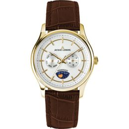 Jacques Lemans Herren Quarzuhr &raquo;Derby&laquo; Armbanduhr, Herrenuhr, analog, Wochentag, Mondphase braun Einheitsgr&ouml;&szlig;e