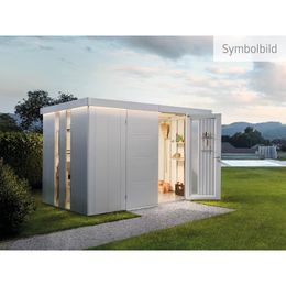 BioHort Ger&auml;tehaus &raquo;NEO Gr. 3D, verschiedene Farben&laquo; stylisches Gartenhaus mit Flachdach silber Stahl Einheitsgr&ouml;&szlig;e