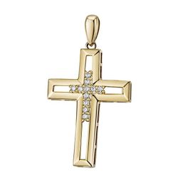 Firetti Damen Kettenanh&auml;nger &raquo;Schmuck Geschenk Gold 585 Halsschmuck Anh&auml;nger Kreuz&laquo; mit Brillanten 0,13 SI = kleine Einschl&uuml;sse, Gelbgold 585, 2,8 g