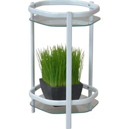 HOFMANN LIVING AND MORE Beistelltisch mit 2 Sicherheitsglasplatten wei&szlig; B/H/T: 27cm x 45cm x 28cm