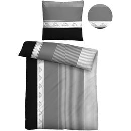 Kappa Bettw&auml;sche &raquo;Emi&laquo; 2 Stk. pflegeleichte + feinf&auml;dige Qualit&auml;t, 100% Baumwolle, Rei&szlig;verschluss grau Linon, Obermaterial: 100% Baumwolle B/L: 155cm x 