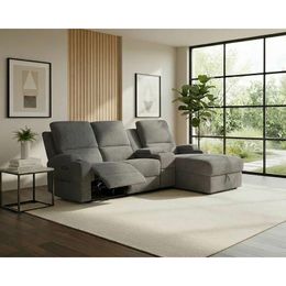OTTO home Ecksofa &raquo;NAPORI Cord, Multimediasofa, 3er Kinosessel XXL, L-Form&laquo; Kinosofa, manuelle o. elektr. Relaxfunktion, Staufach, Getr&auml;nkehalter grau