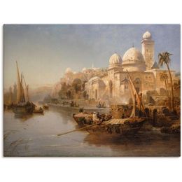 Artland Leinwandbild &raquo;Segelboote an einem maurischen Palast.&laquo; Boote & Schiffe 1 Stk. tlg. auf Holzrahmen gespannt blau Leinwand B/H/T: 80cm x 60cm, 