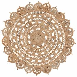 CarpetFine Teppich &raquo;Cate Juteteppich Naturfaser&laquo; rund 5 mm H&ouml;he 100 % geflochtene Jute, beidseitig nutzbar beige Jute &Oslash; 200cm 1 Stk., 5mm, &Oslash; 200cm