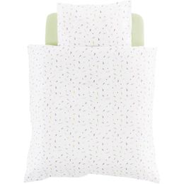 Tr&auml;umeland Babybettw&auml;sche &raquo;Zuhause&laquo; 2 Stk. mit Allover-Print wei&szlig; Jersey, Obermaterial: 100% Baumwolle B/L: 80cm x 80cm, 1 Stk., 1 Stk., Jersey, B/L: 40cm x 35cm