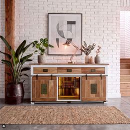 Sideboard Mango / Altholz 180x45x90 wei&szlig; lackiert RAILWAY LUX #502