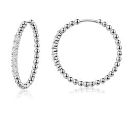 Firetti Damen Paar Creolen &raquo;Schmuck Geschenk Silber 925 Ohrringe im Kugeldesign&laquo; Made in Germany - mit Zirkonia (synth.) silber 25,5mm, Silber 925 (