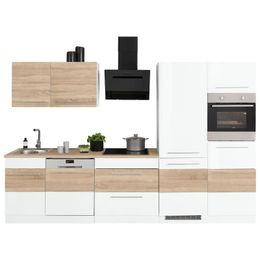 KOCHSTATION K&uuml;chenzeile &raquo;KS-Trient&laquo; Breite 310 cm, wahlweise mit E-Ger&auml;ten, mit Arbeitsplatte wei&szlig; B/H/T: 310cm x 60cm,mit E-Ger&auml;ten