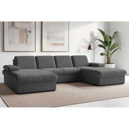 Sit & More sit&more Wohnlandschaft &raquo;Moreno U-Form, B: 309 cm&laquo; mit Armteilverstellung, optional Schlaffunktion grau 100% Polyester B/H/T: 309cm x 82cm x 171cm, 